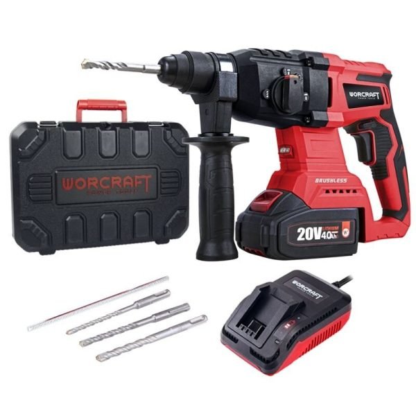 Akumuliatorinis perforatorius WORCRAFT 20V LI-ION, 4.0Ah (plastikinė ...